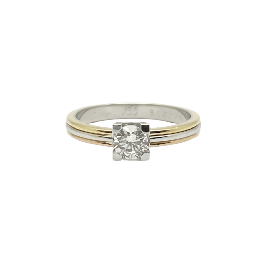 Ring CARTIER solitaire in white gold, yellow gold, rose gold and diamo ...