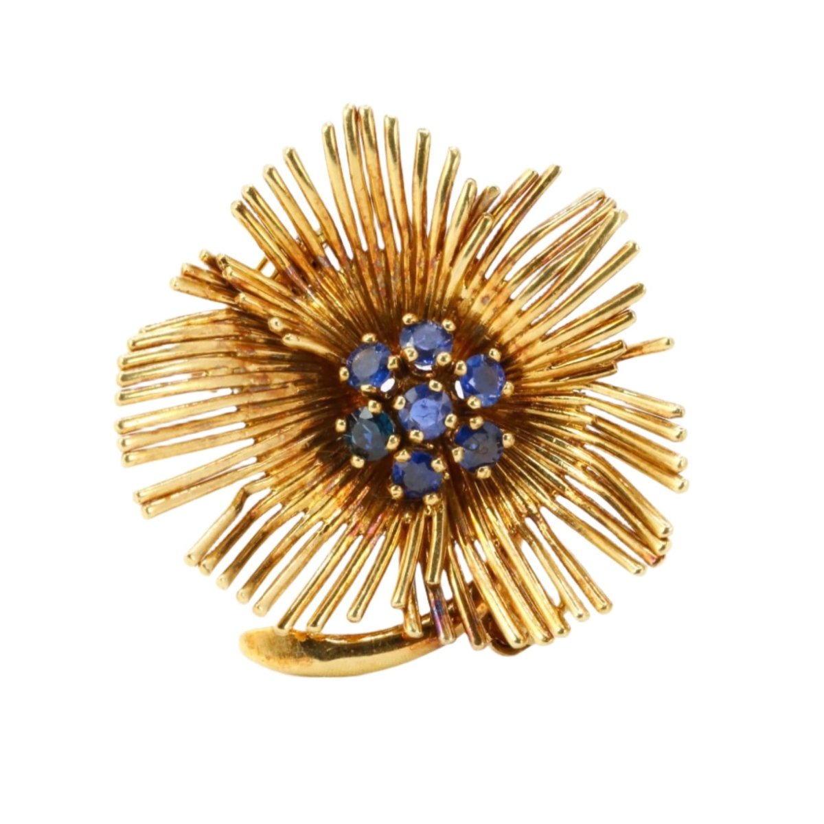 Brooch Clip Van Cleef & Arpels en yellow gold and sapphires – Castafiore