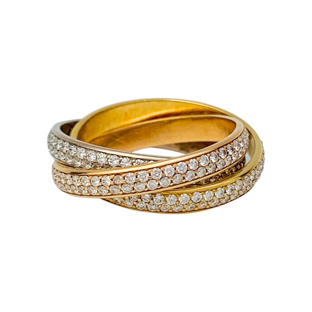 CARTIER “Trinity” ring, 3 golds, diamonds – Castafiore