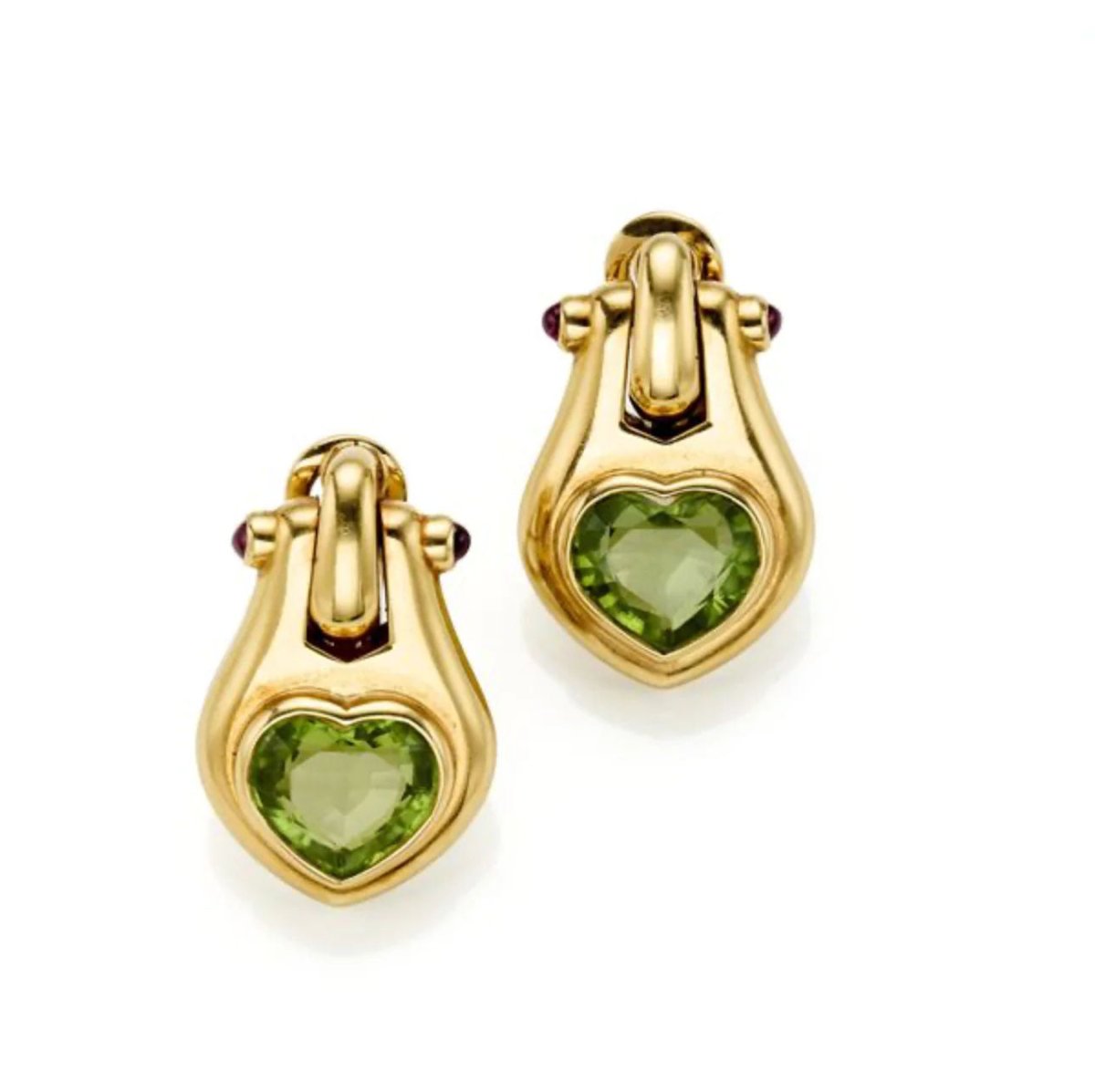 Bulgari Peridot Ruby 18 Karat Yellow Gold Earrings – Castafiore